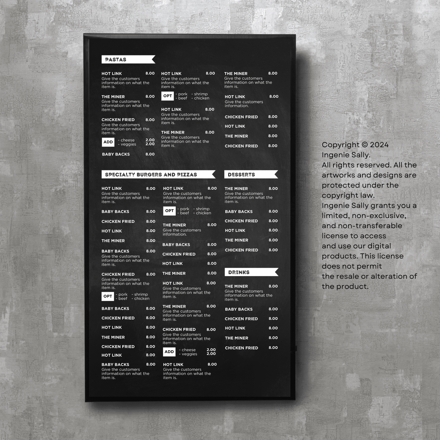 TV Menu Board and Takeout Canva Template — Ingenie Sally