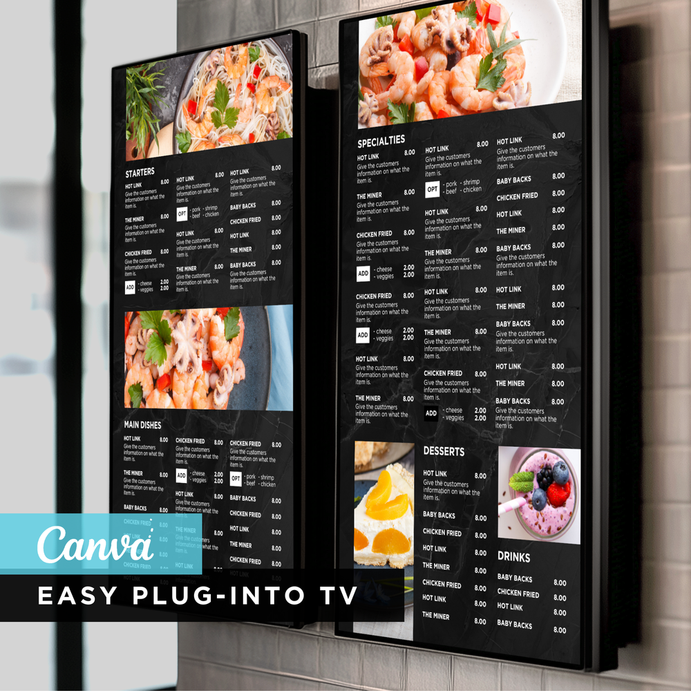DIY Digital TV menu board screen price list catalogue Canva Editable ...