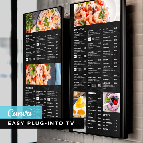DIY Mexican Digital TV menu board screen price list catalogue Canva ...