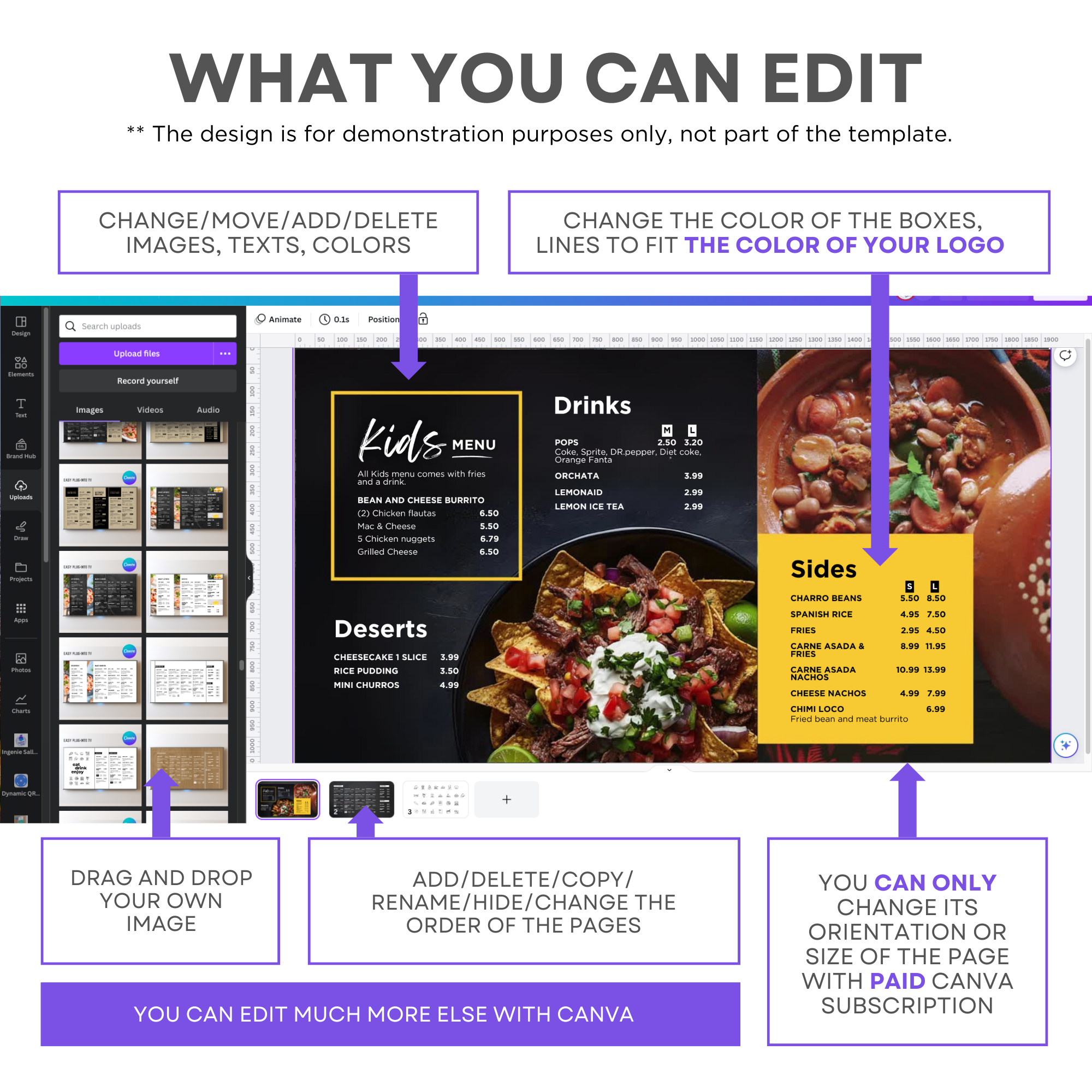 Printable Menu Board Canva Editable Template Chalkboard Theme — Ingenie ...