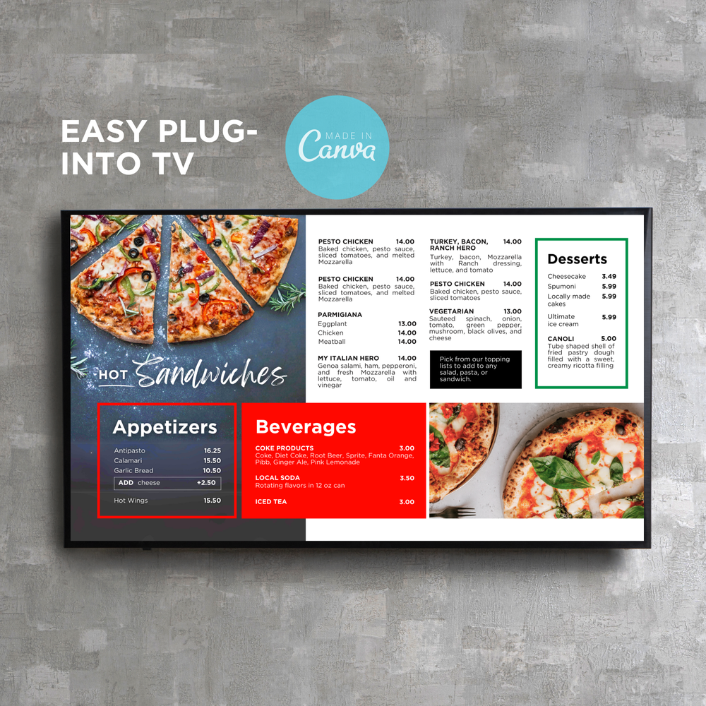 DIY Drink Digital TV menu board screen price list catalogue Canva ...
