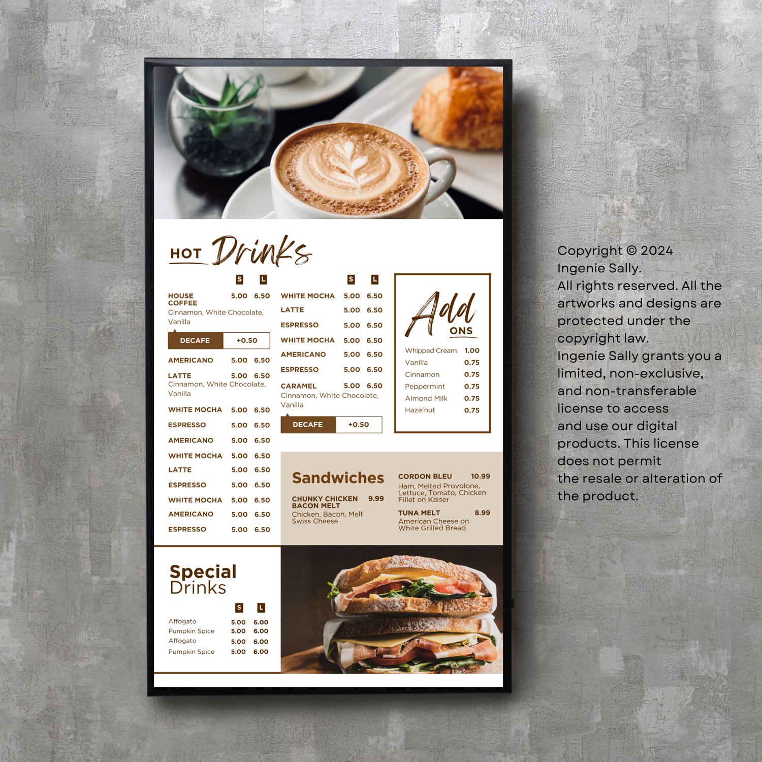 DIY Drink Digital TV menu board screen price list catalogue Canva ...