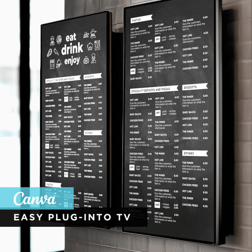 DIY Digital TV menu board screen price list catalogue Canva Editable ...