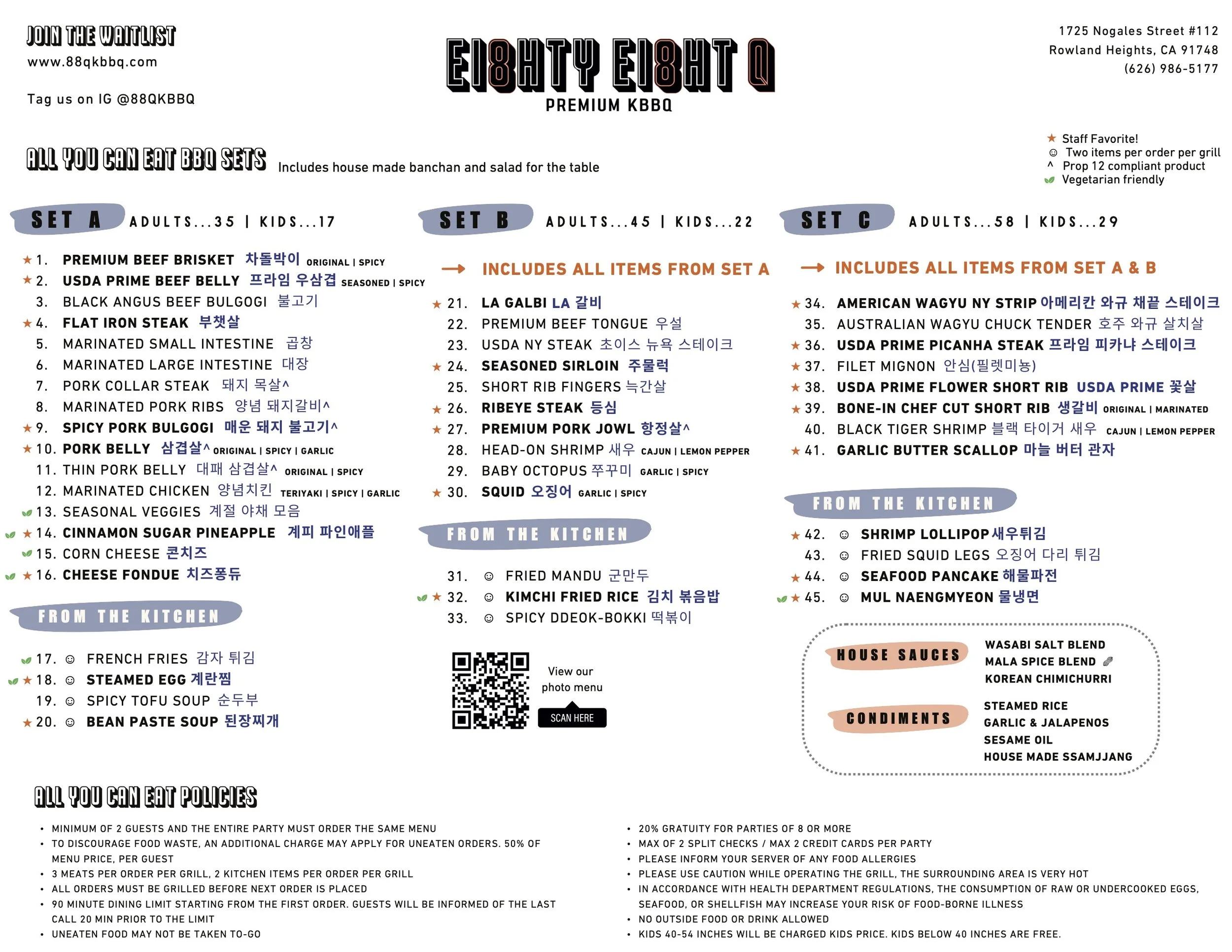 Menu — 88Q Korean BBQ