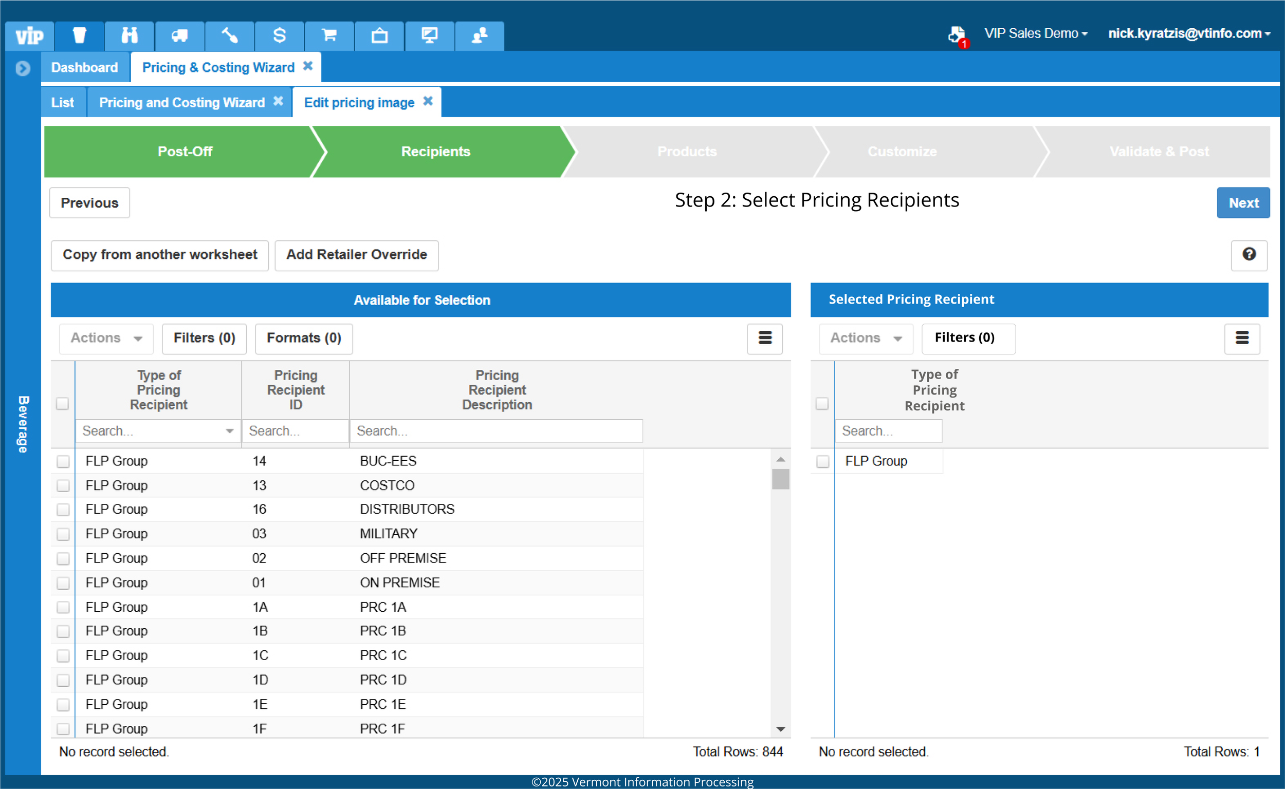 Route Accounting — VIP