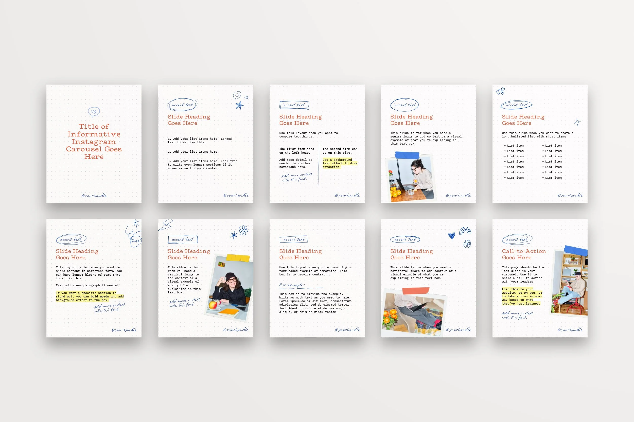 Educational Instagram Carousel Canva Templates: Neutral Collection ...