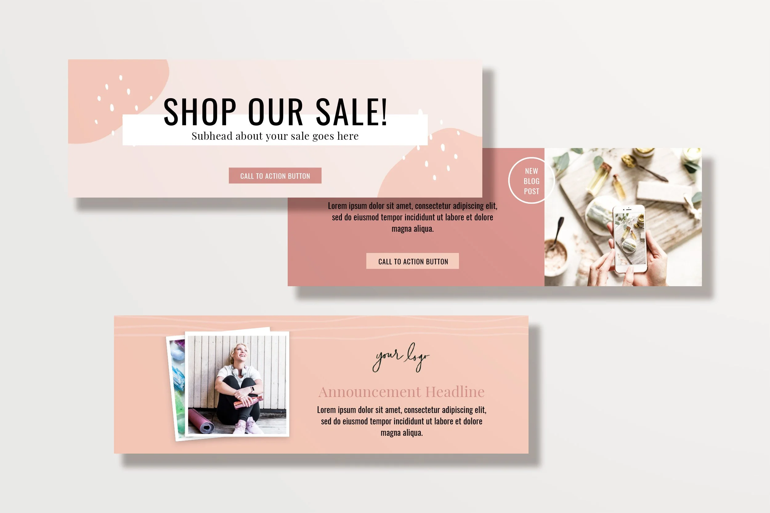 Email Newsletter Header Canva Templates Neutral Collection Creative