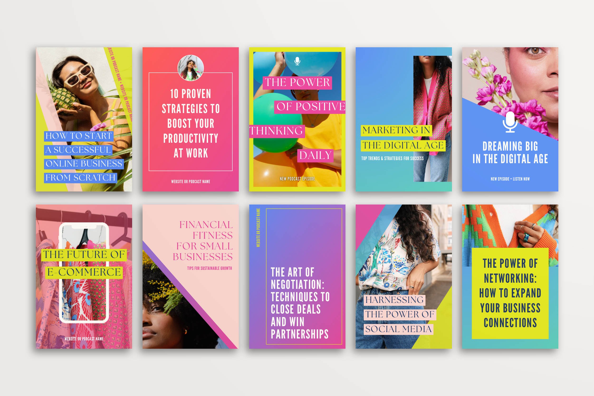 Project Portfolio Pinterest Pin Canva Templates: Bright Collection ...