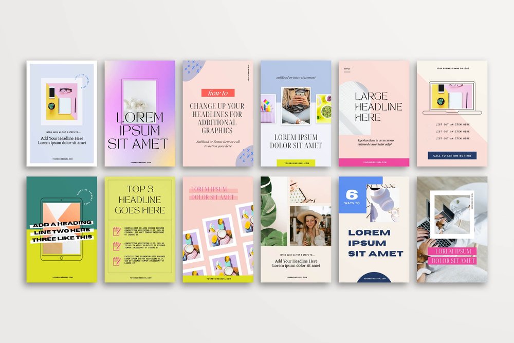 Project Portfolio Pinterest Pin Canva Templates: Bright Collection ...