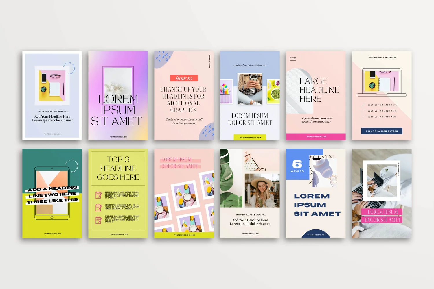 Project Portfolio Pinterest Pin Canva Templates: Bright Collection ...