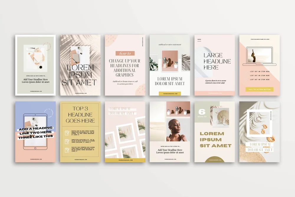 Project Portfolio Pinterest Pin Canva Templates: Bright Collection ...
