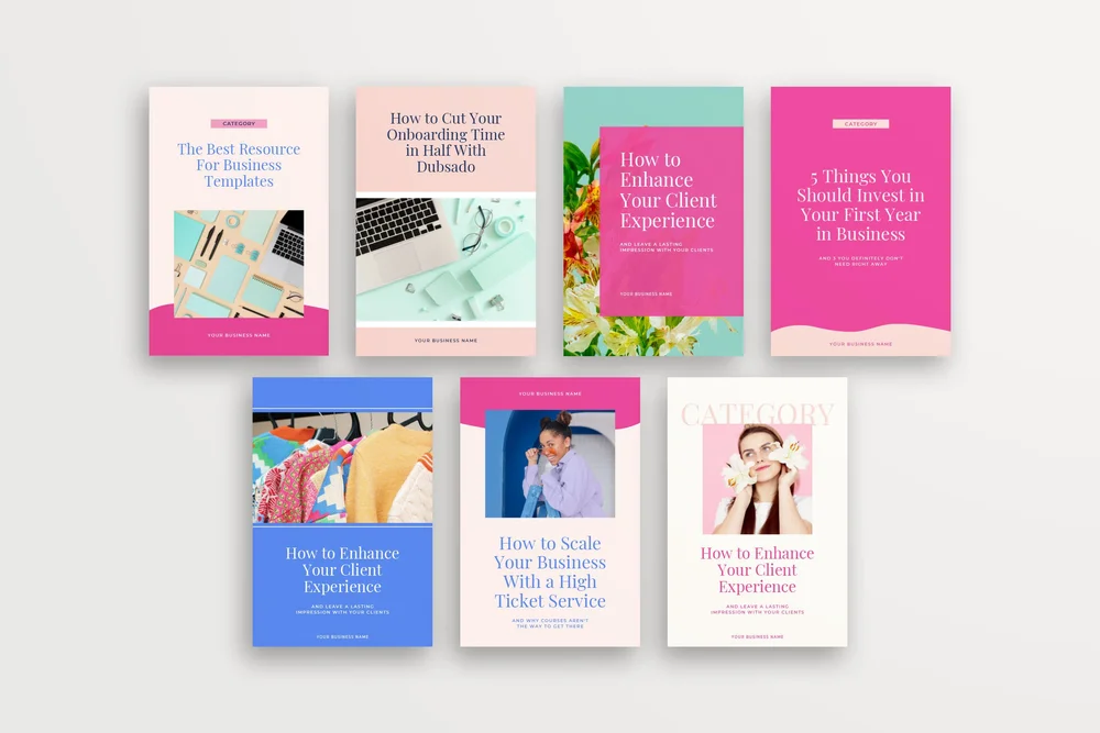 Project Portfolio Pinterest Pin Canva Templates: Bright Collection ...