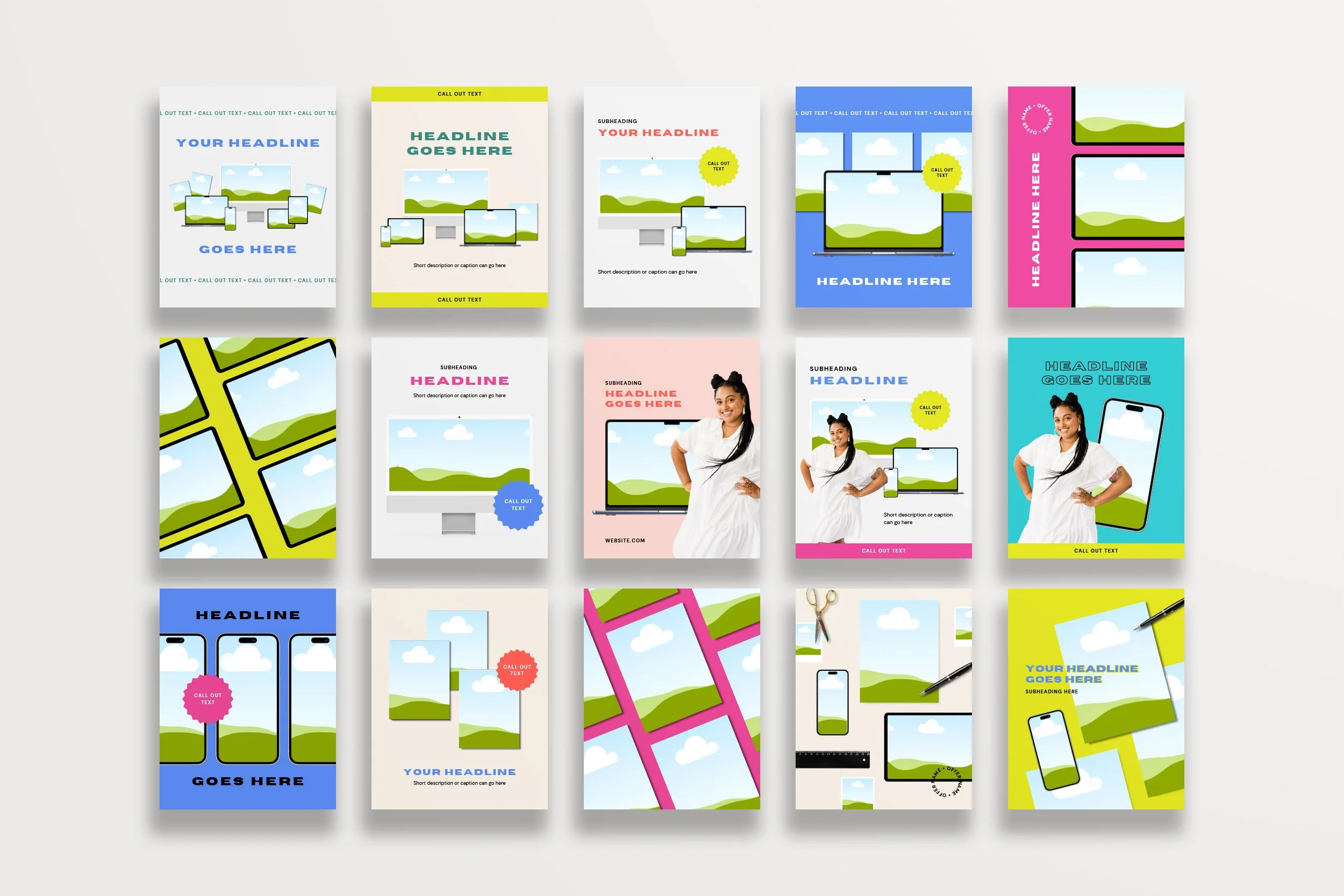 Project Portfolio Pinterest Pin Canva Templates: Bright Collection ...