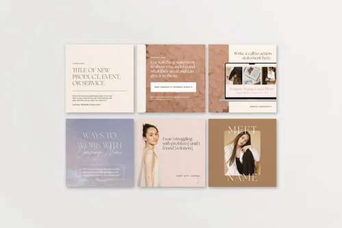 Goal Sharing Social Media Canva Templates: Neutral Collection ...