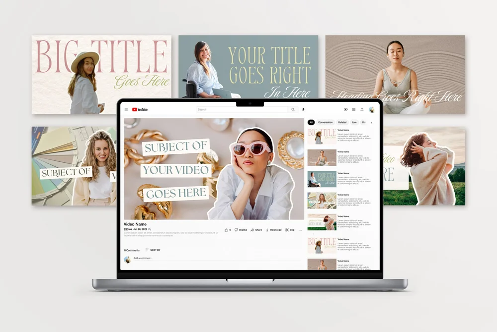 Engagement Boost YouTube Thumbnail Canva Templates: Neutral Collection ...