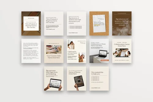 Goal Sharing Social Media Canva Templates: Neutral Collection ...