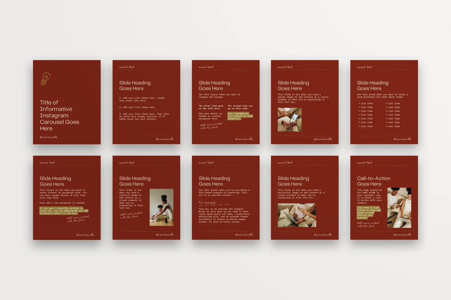 Educational Instagram Carousel Canva Templates: Bright Collection ...