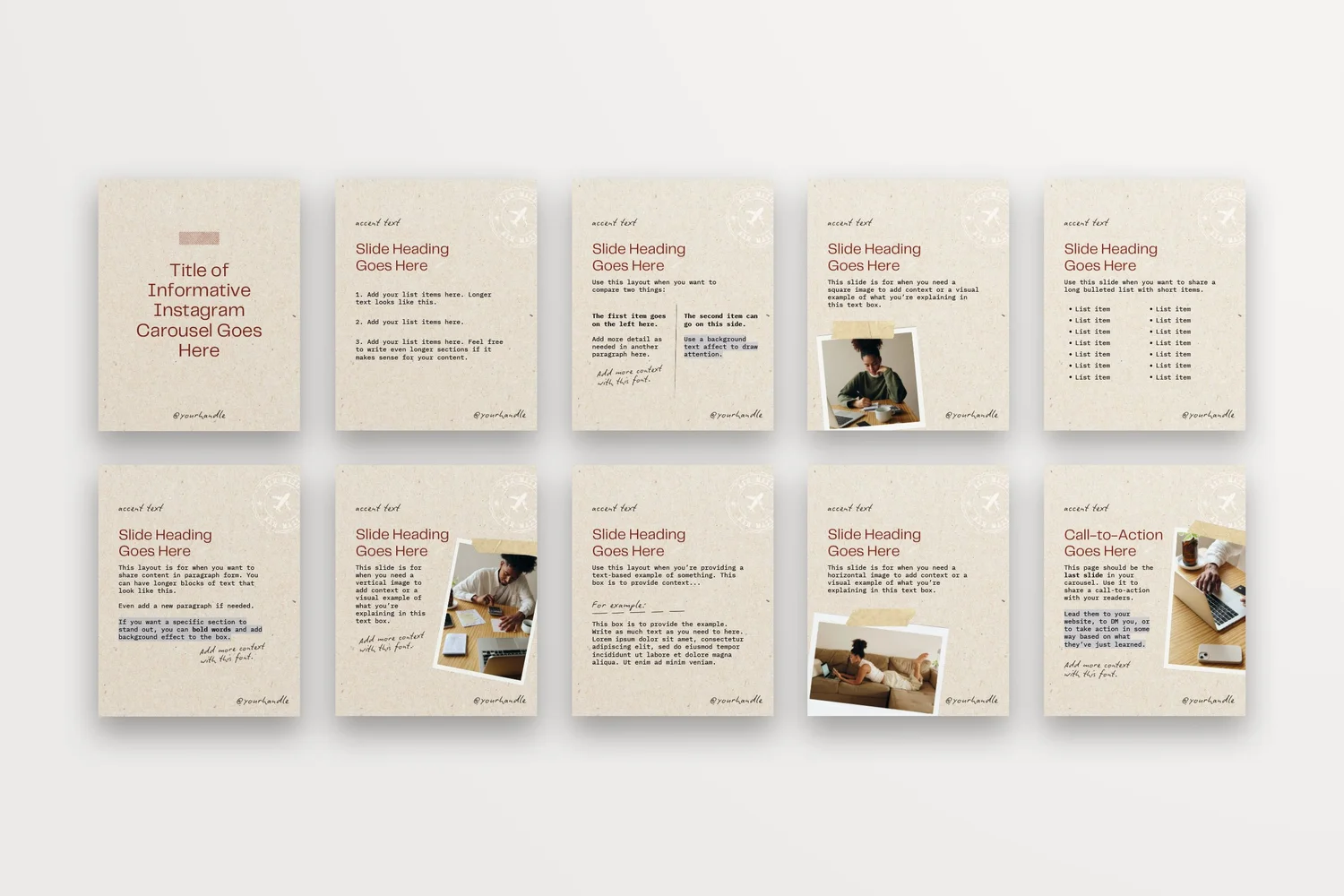Educational Instagram Carousel Canva Templates: Bright Collection ...