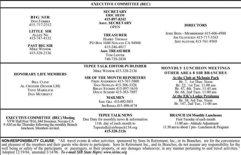 Club Information — SIR BRANCH 134