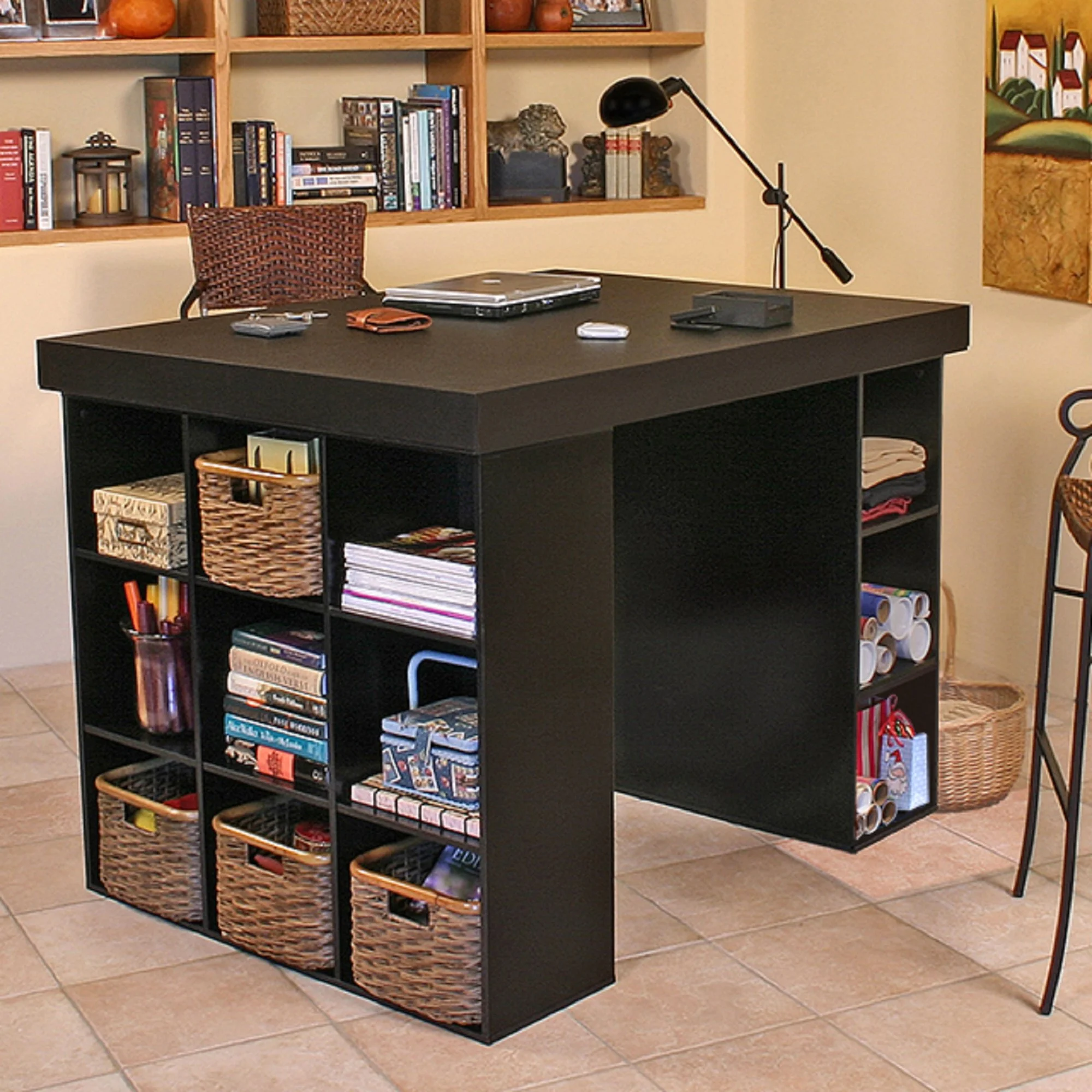 Project Center Desk with Bookcase and 3 Bin Cabinet — Venture Horizon