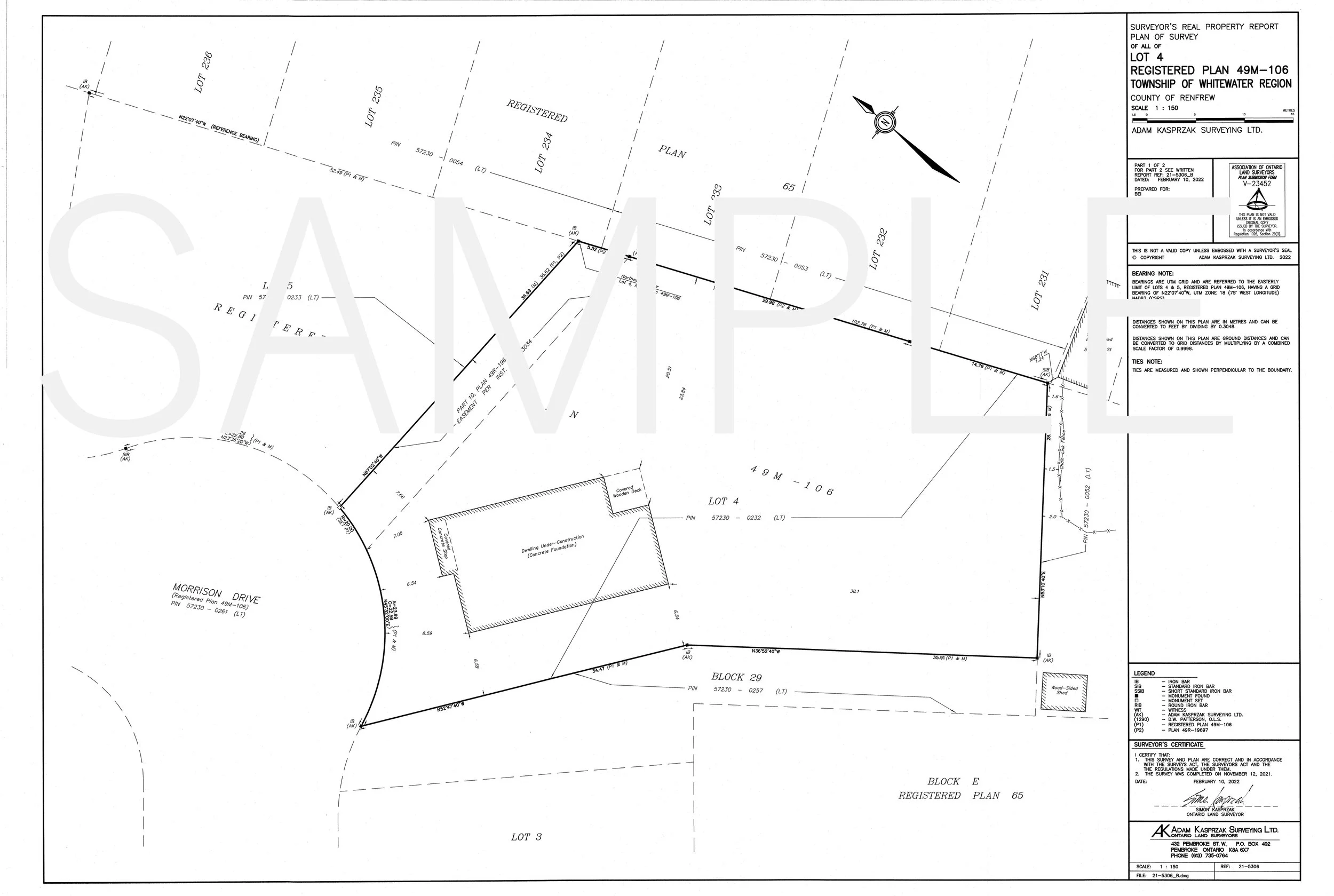 Surveyor's Real Property Report — Adam Kasprzak Surveying