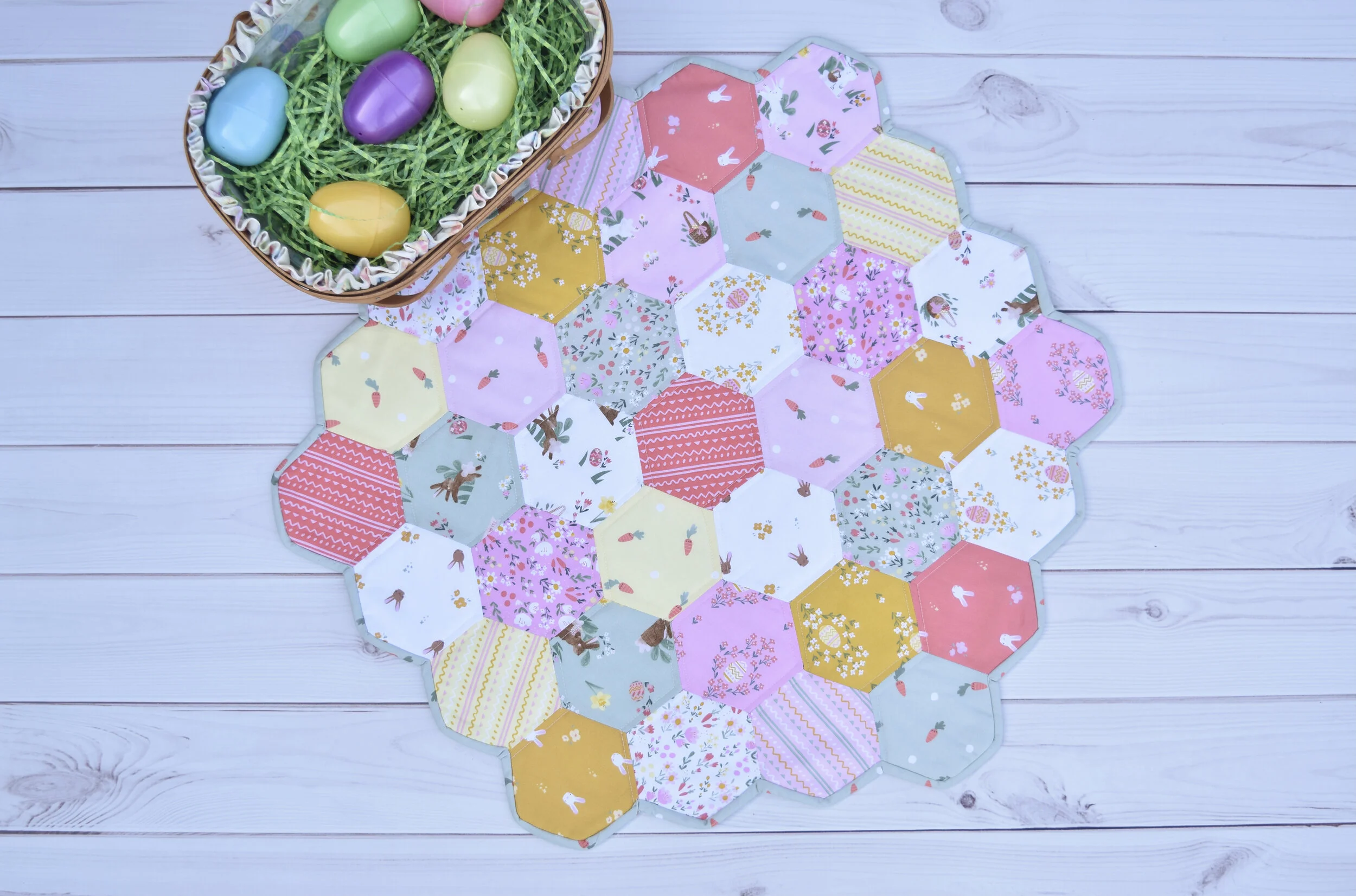 Charming Hexagon Table Topper Tutorial — Material Girl Quilts
