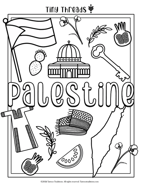 Palestine Coloring - English — Tatreez Traditions