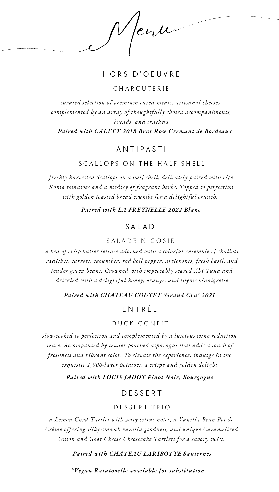 Valentine's at Selah Menu — The Reserve at Selah