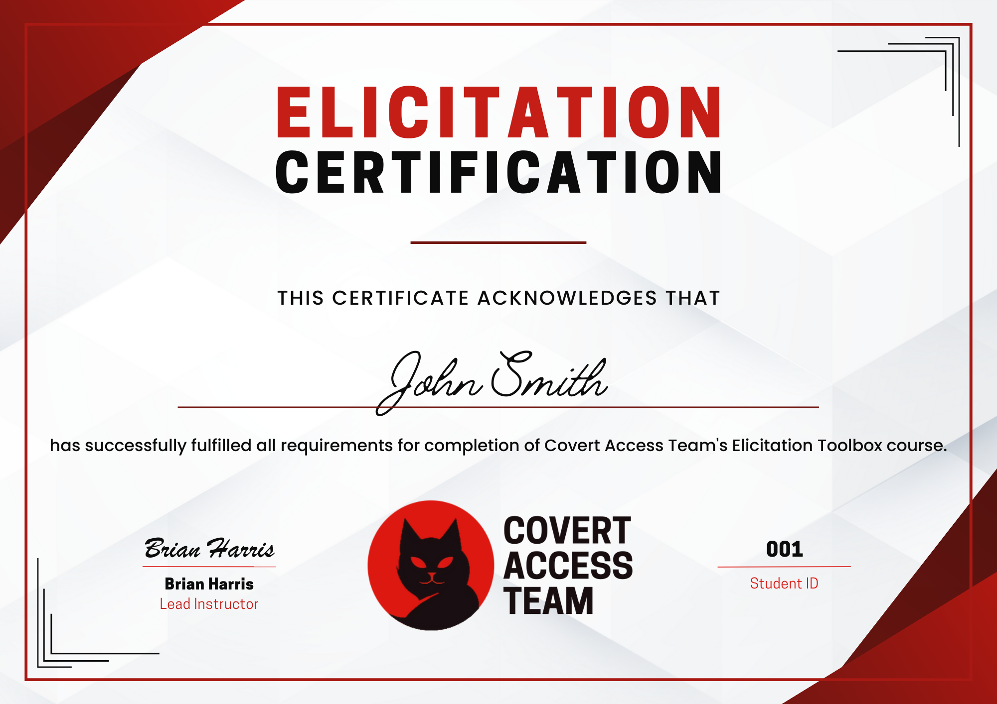 Elicitation Toolbox Course — Covert Access Team