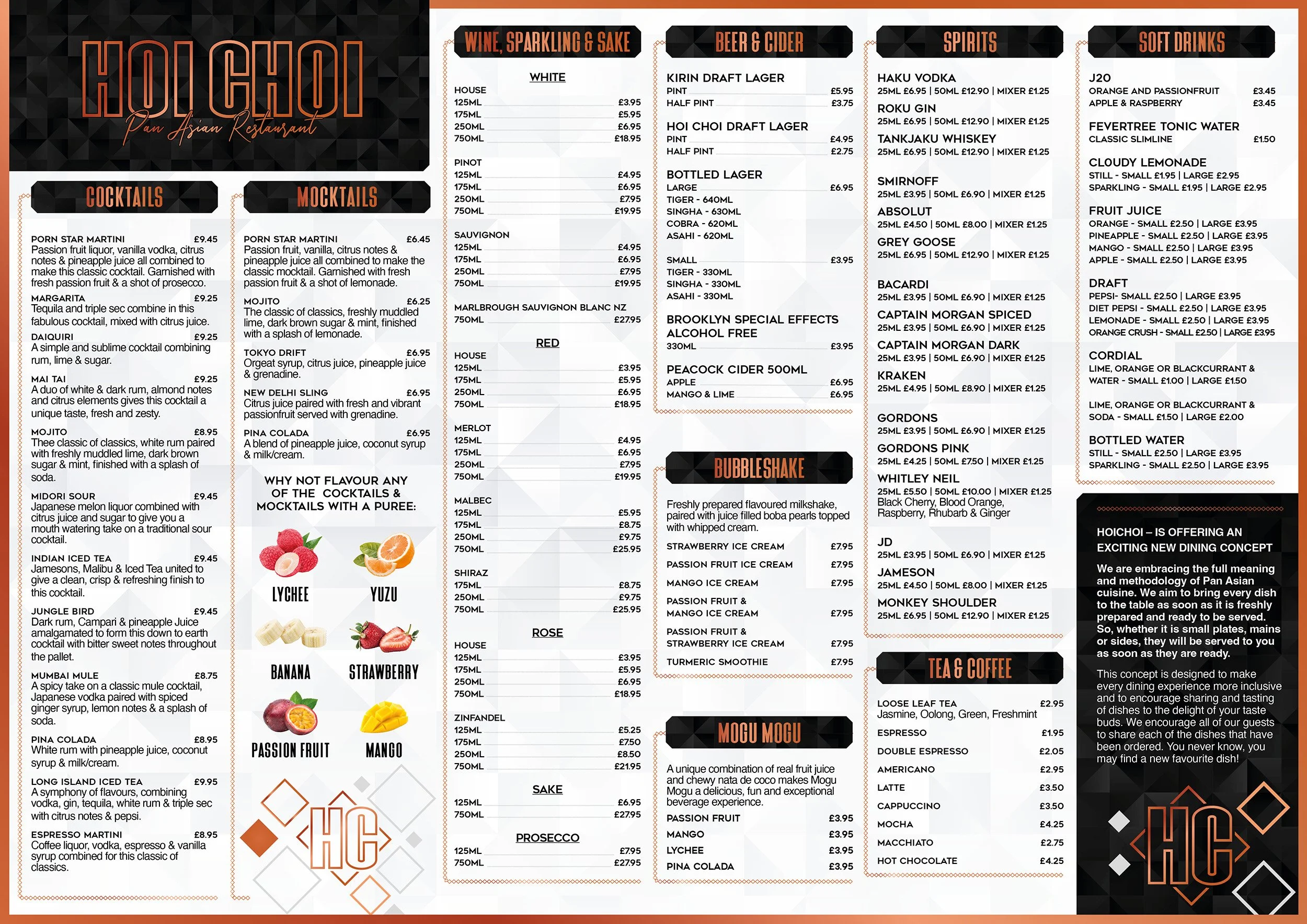 Drinks Menu | Best Pan-Asian Restaurant in Doncaster | Hoi Choi