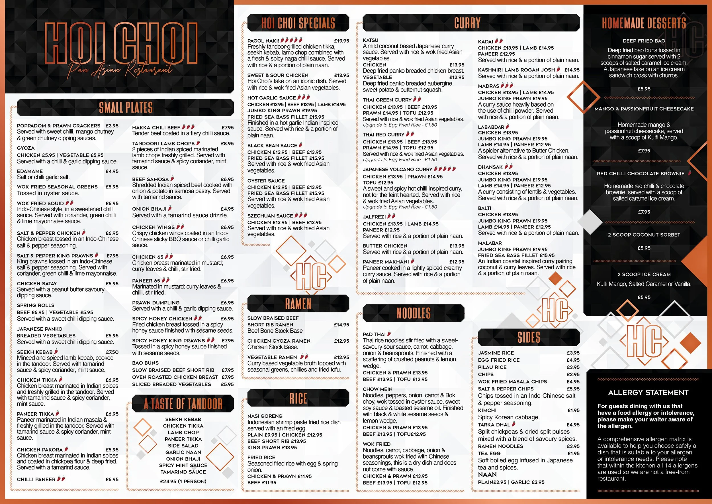 Evening Menu | China, Thailand, Japan & India Taste | Hoi Choi