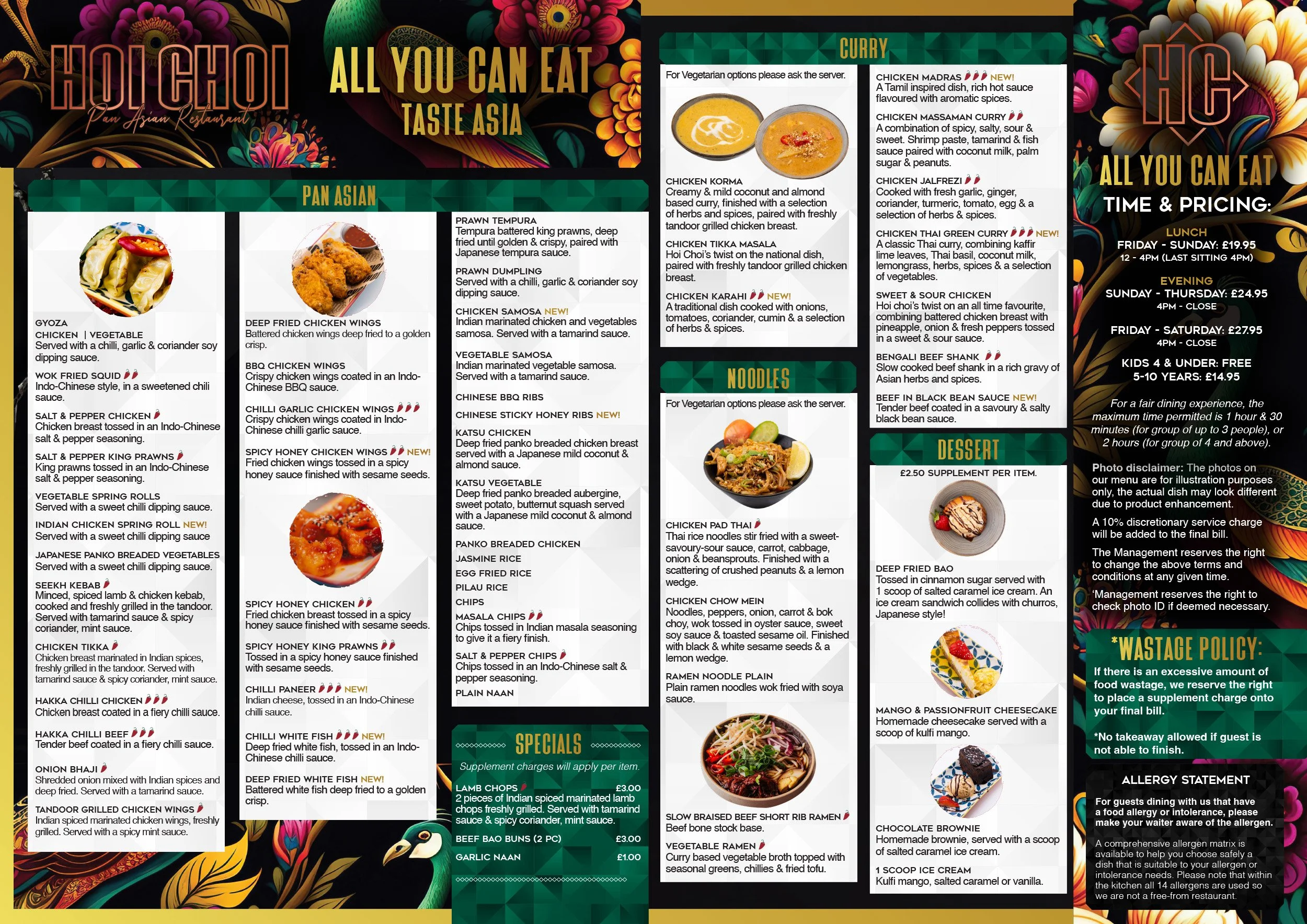 Evening Menu | China, Thailand, Japan & India Taste | Hoi Choi