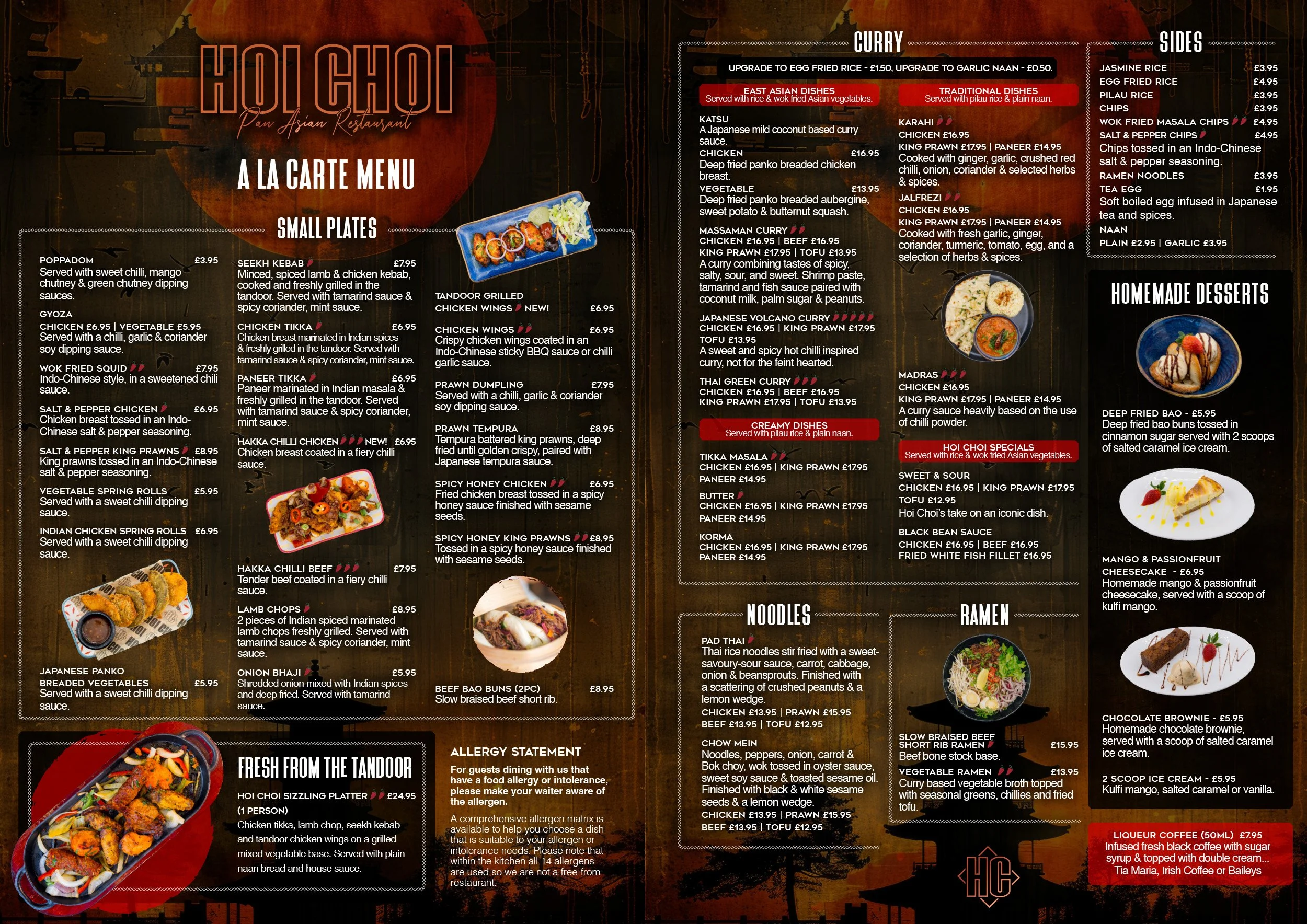 Evening Menu | China, Thailand, Japan & India Taste | Hoi Choi