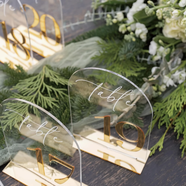 Rentals | Gold Acrylic Table Numbers — Bay Events | Planning, Rentals ...