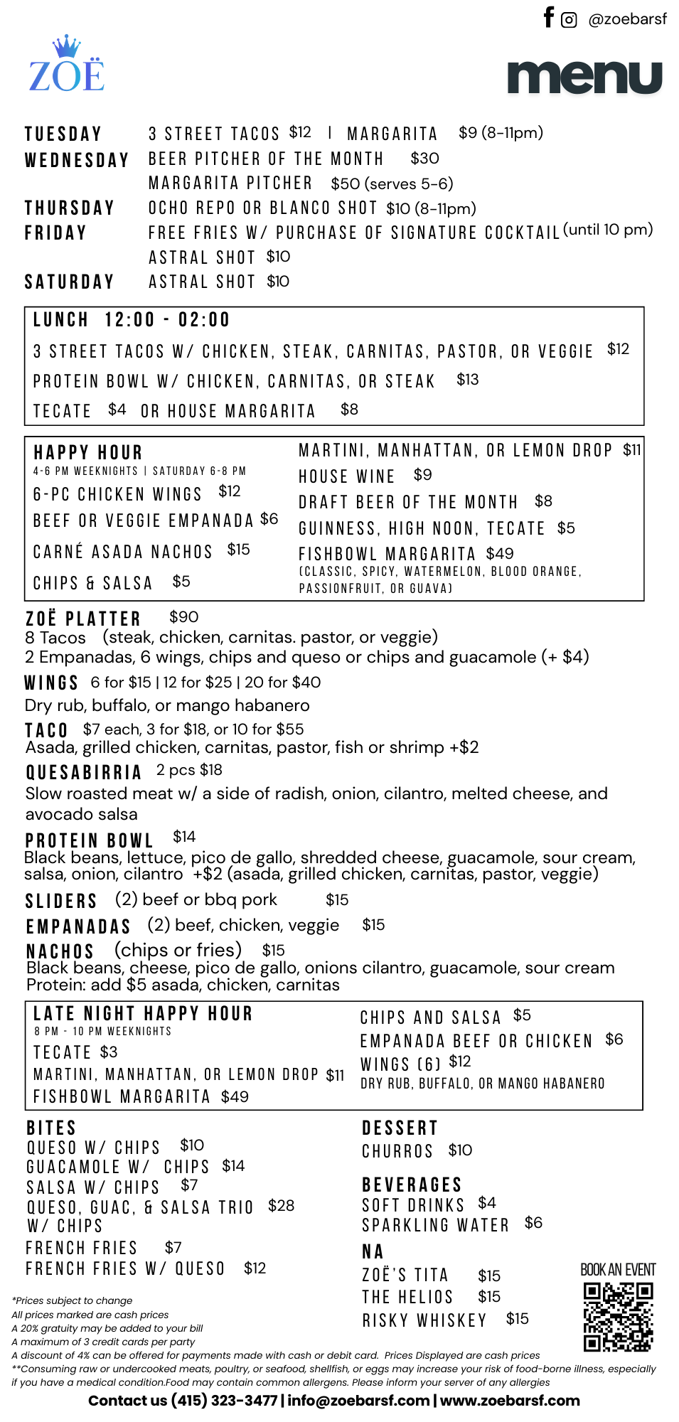 Zoe Cocktail Bar & Bites SF