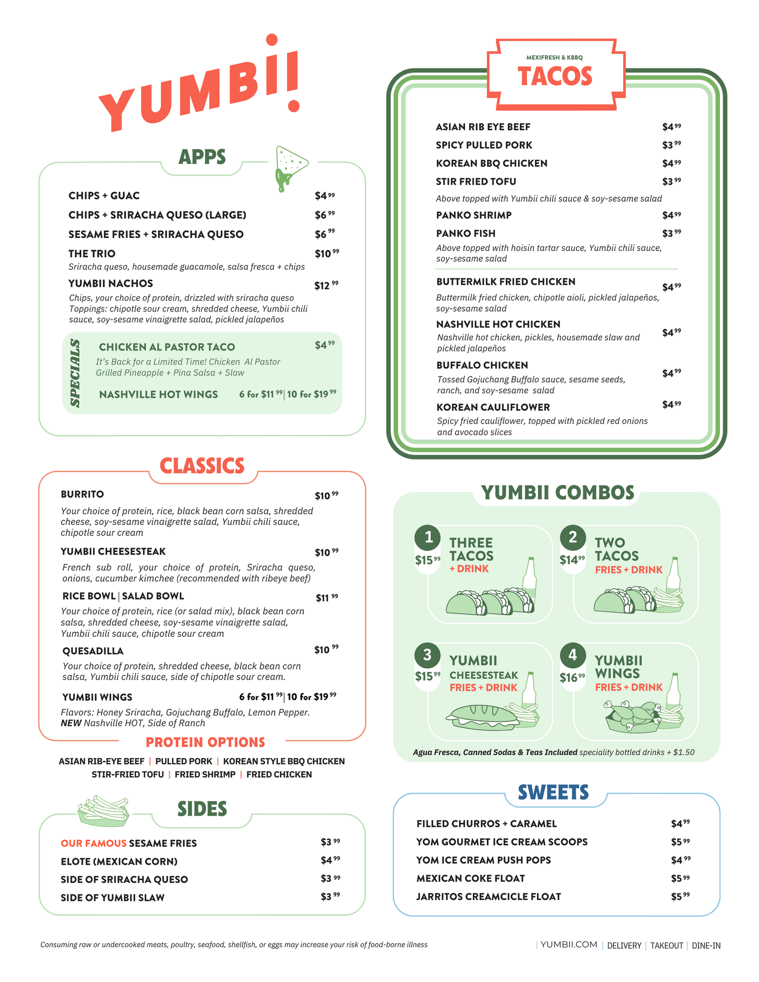 Menu — Yumbii Taco Shop