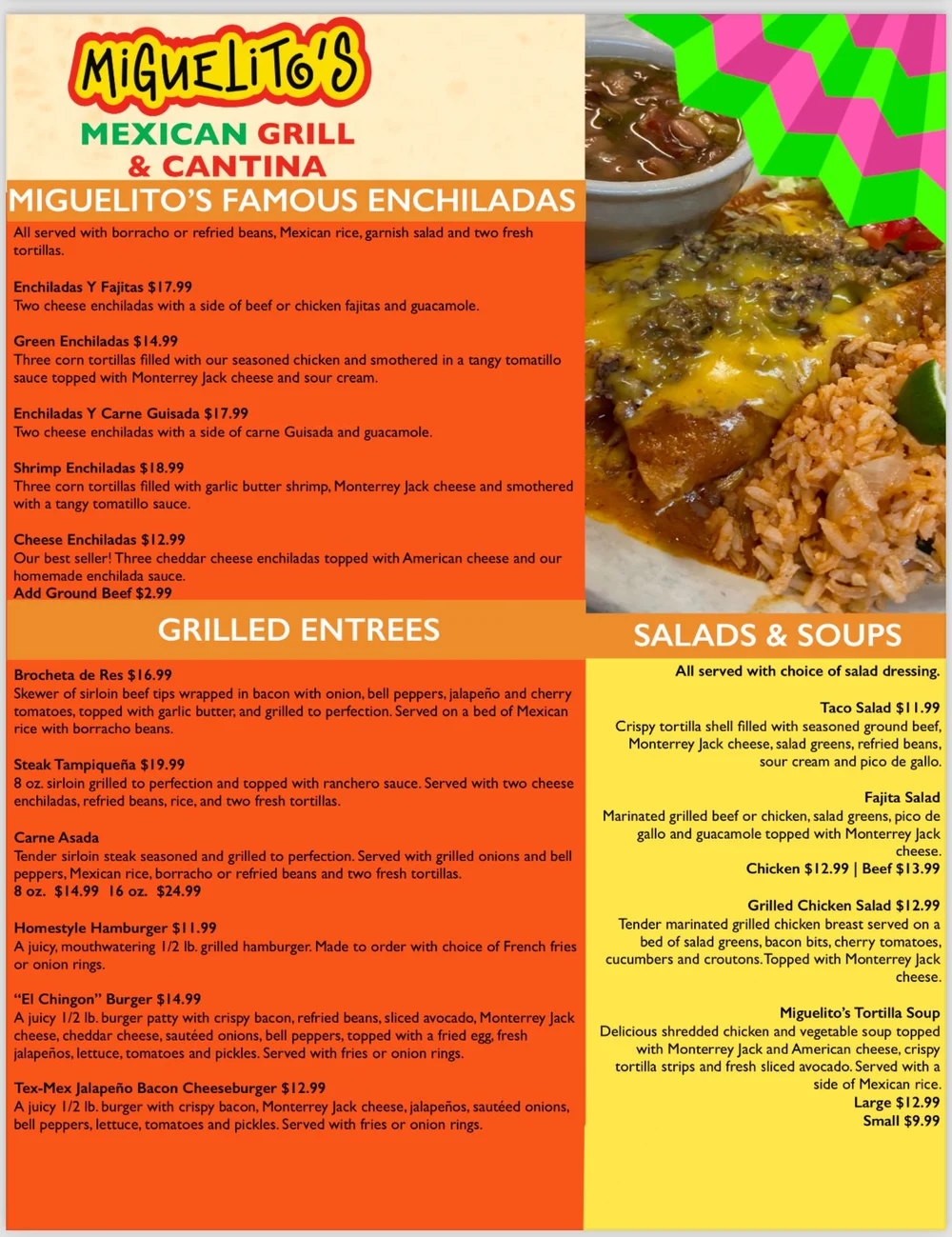 SA Menu — Miguelito's Mexican Grill and Cantina