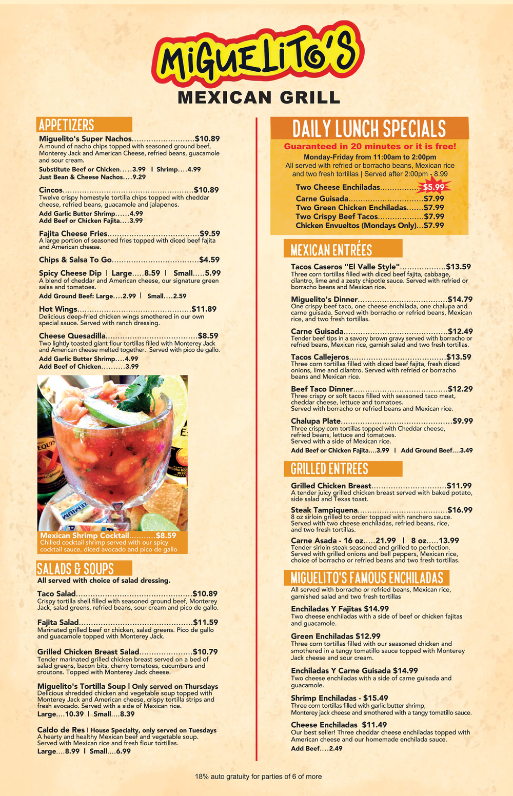 CC Menu — Miguelito's Mexican Grill and Cantina