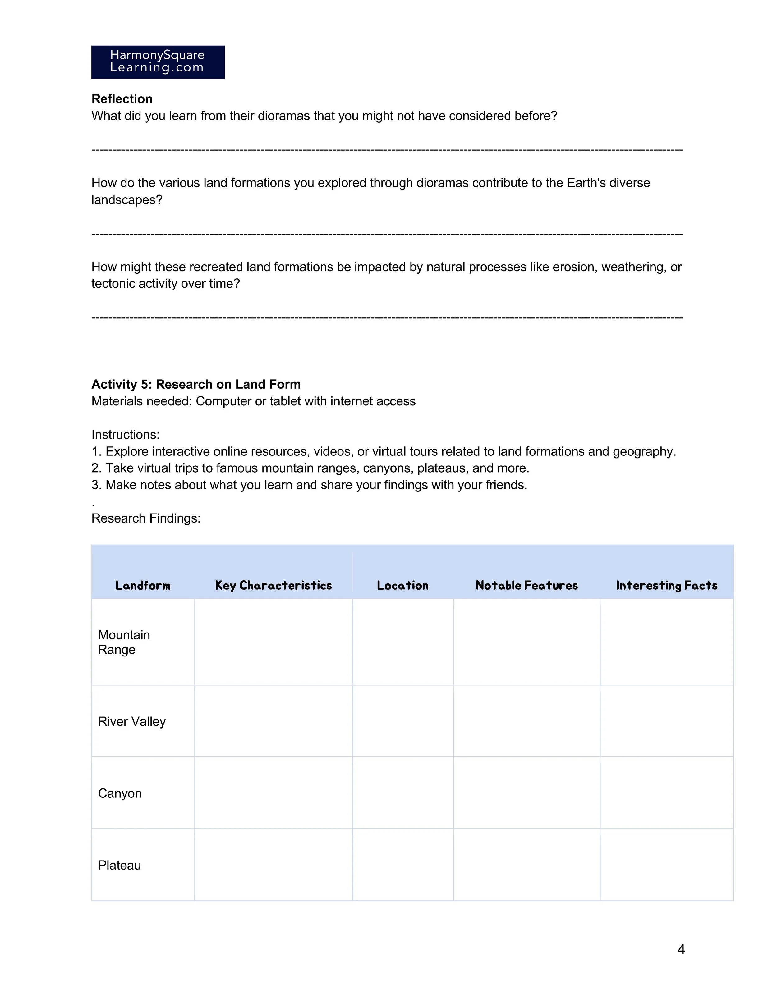 Earth's Land Formations — Lumina Learning