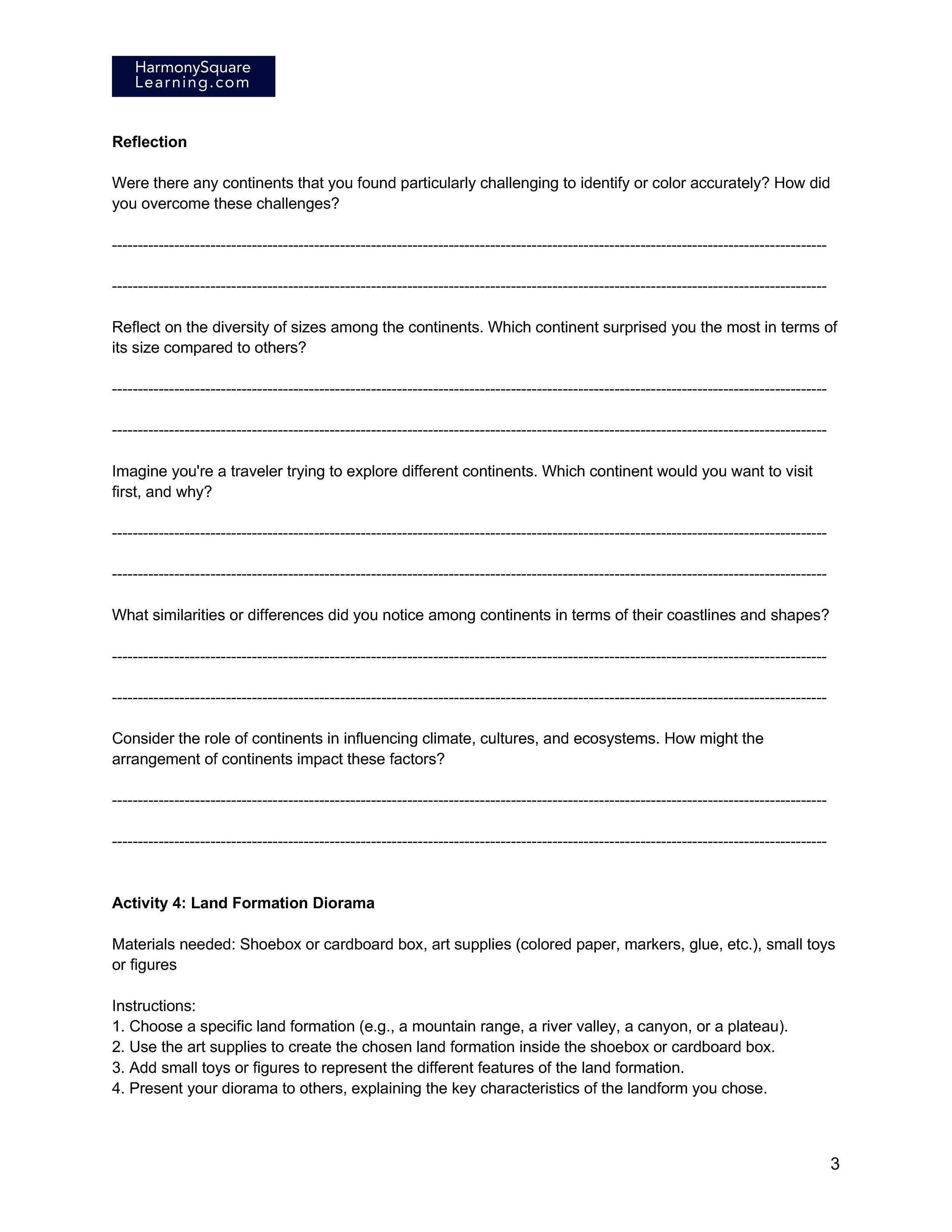 Earth's Land Formations — Harmony Square Learning