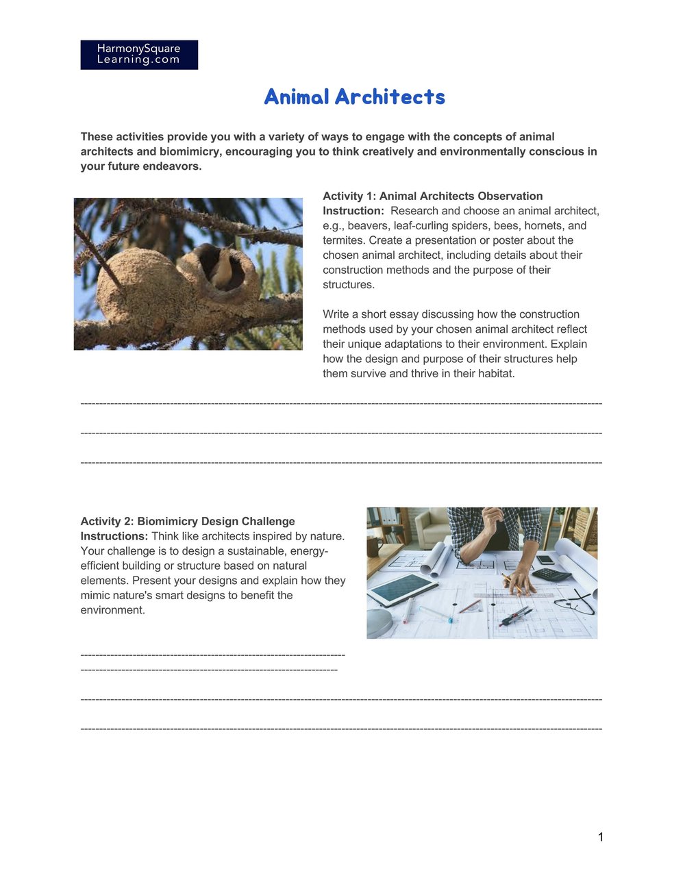 Lesson Worksheets — Harmony Square Learning