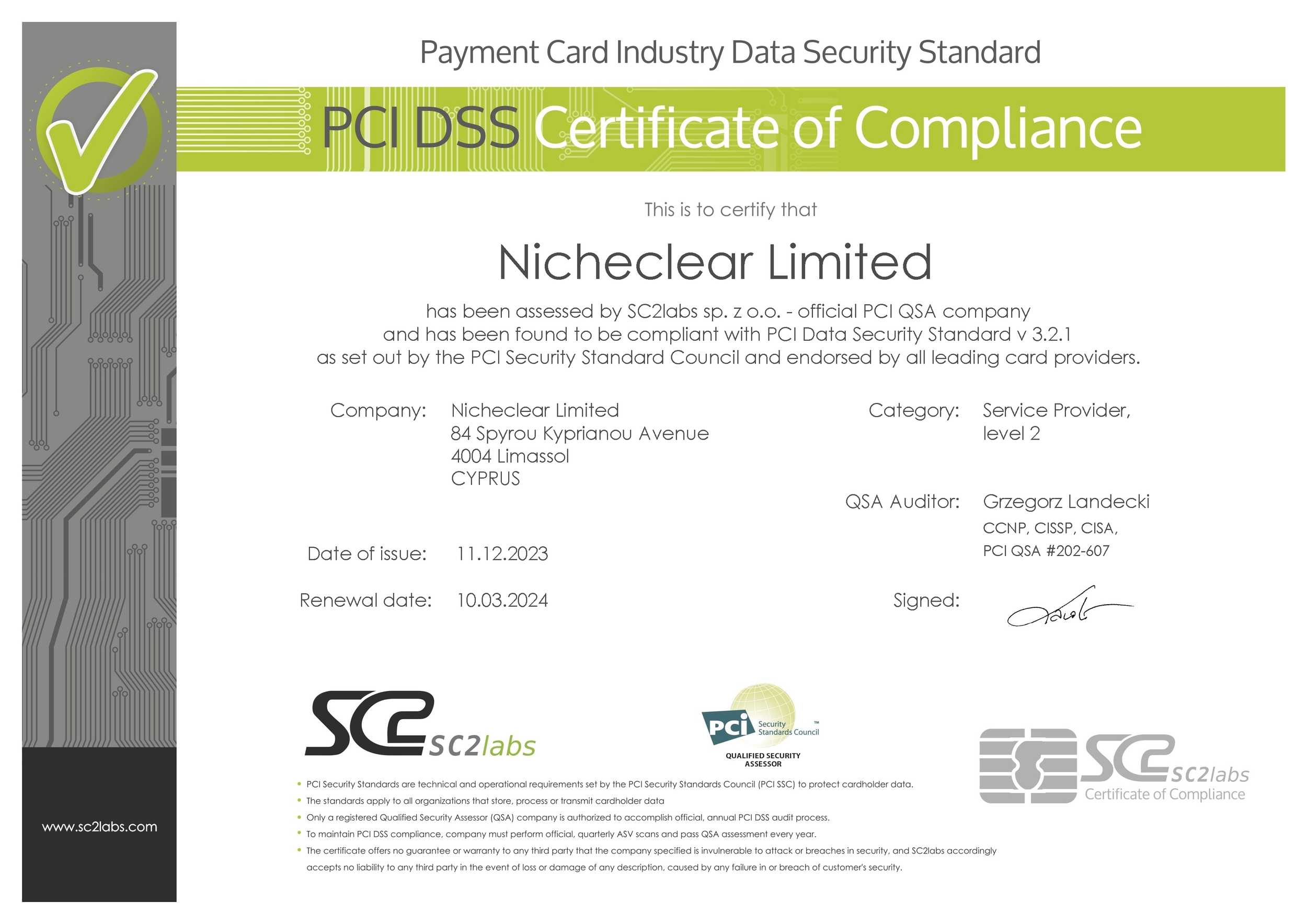 PCI-DSS — Nicheclear