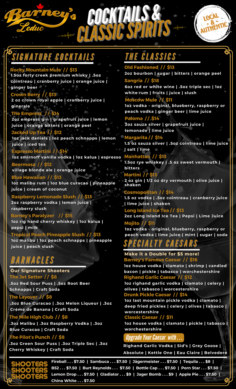 Cocktails + Classic Spirits — Barney's Pub