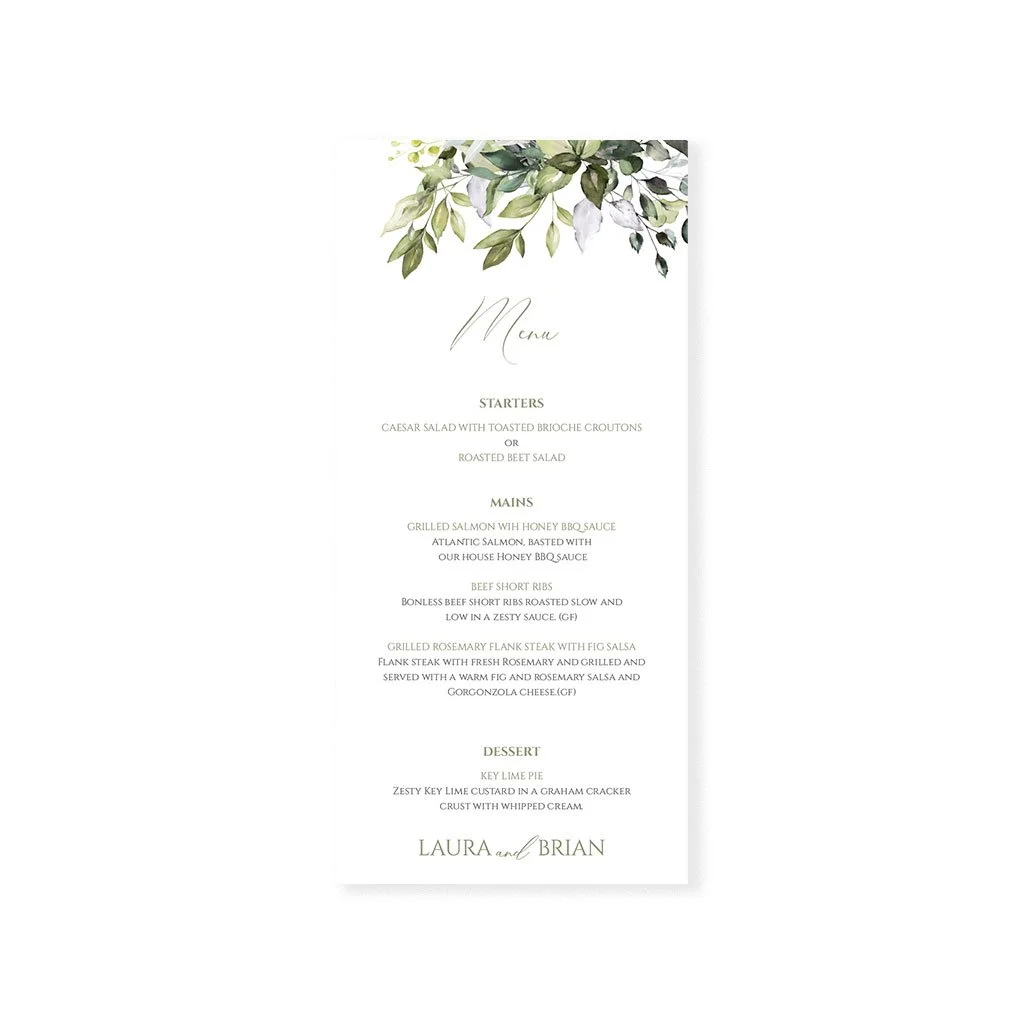 Evergreen Elegance | Menu — RubyRoo Design