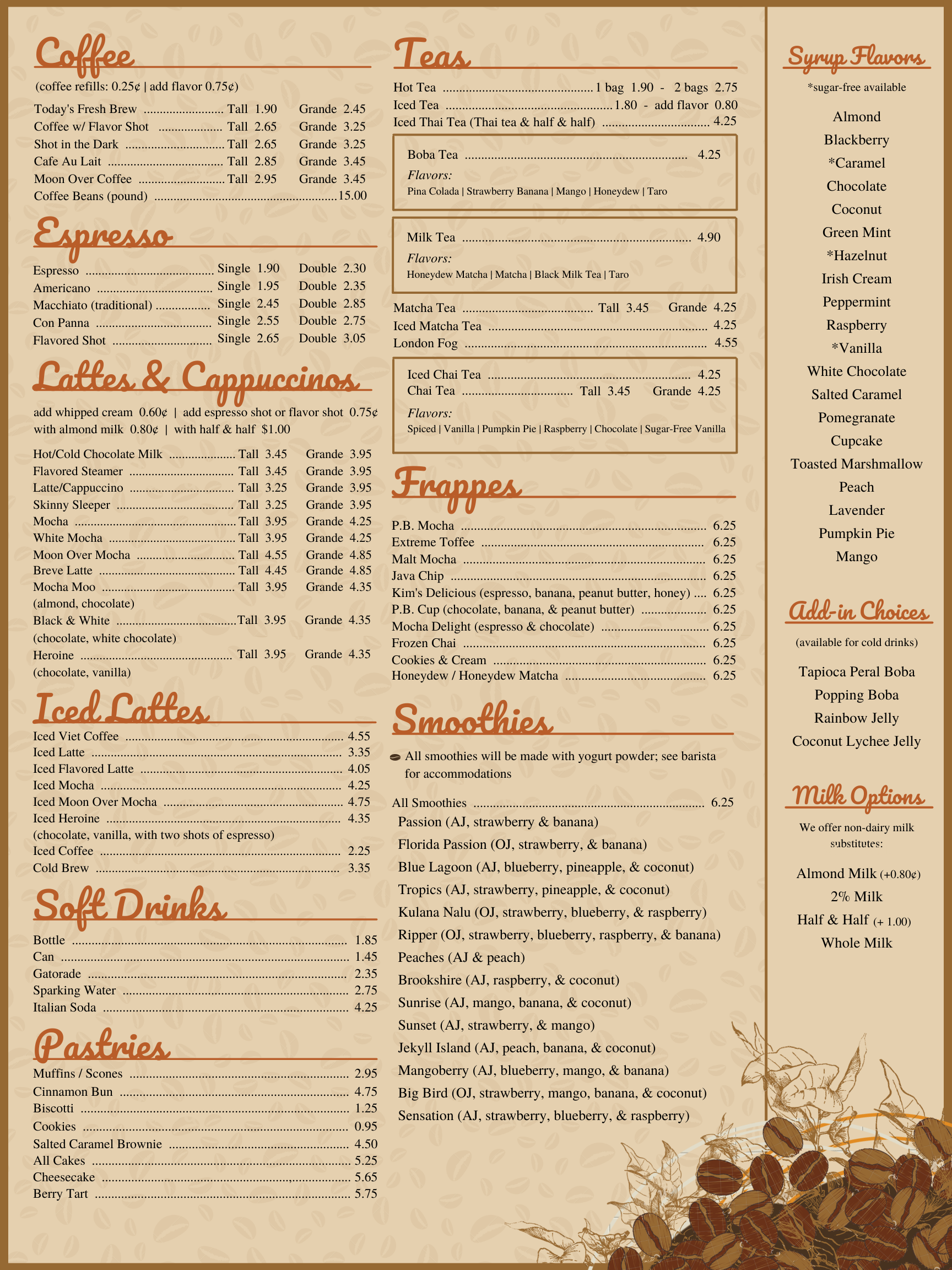 Menu — The Sun Shoppe and Cafe