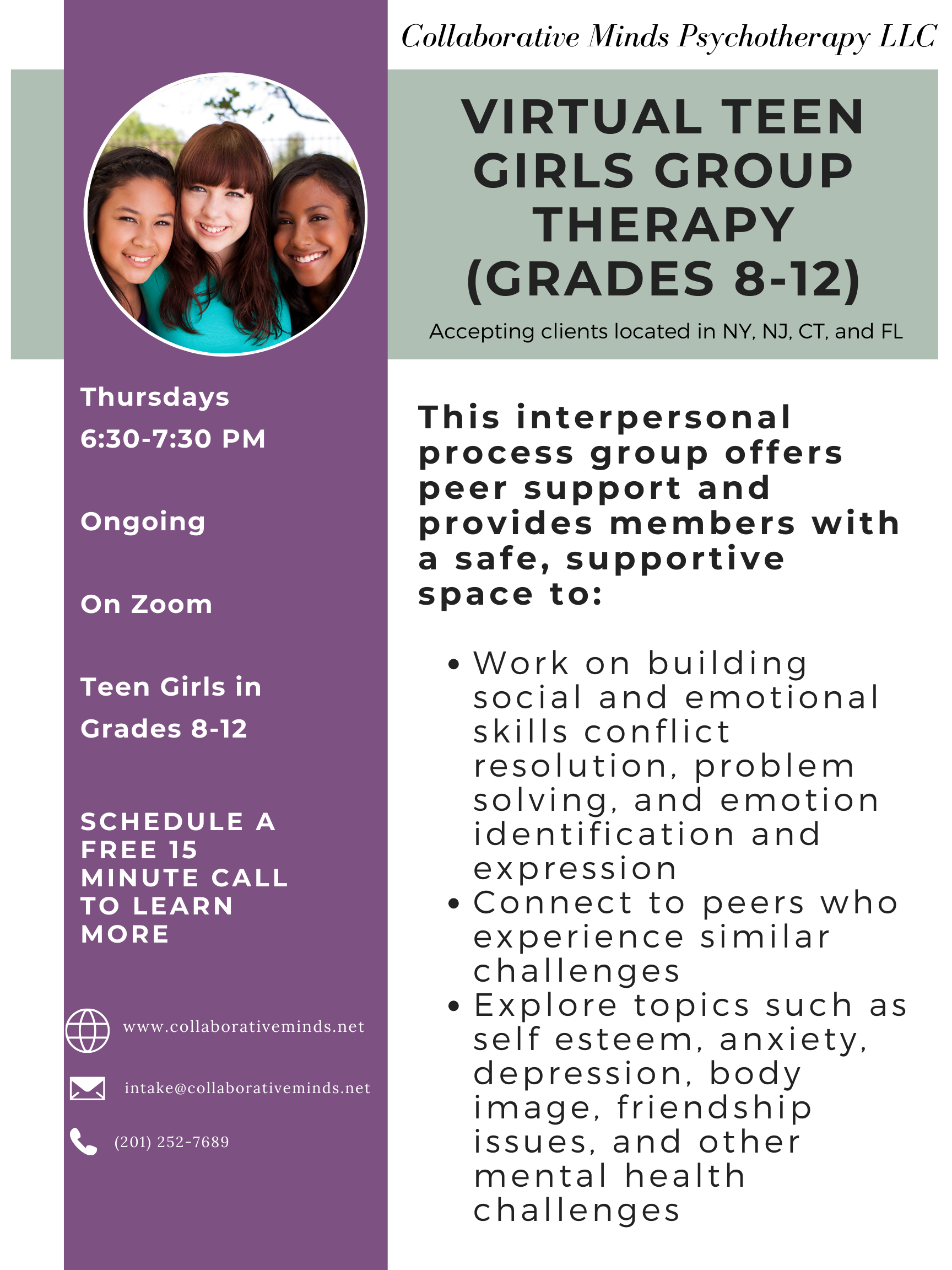 Teen Girls Group Therapy — Collaborative Minds Psychotherapy LLC
