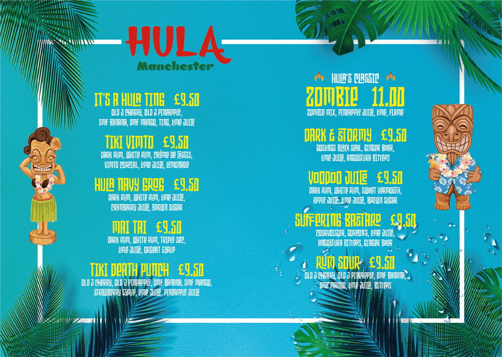 Cocktail Menu — Hula Manchester