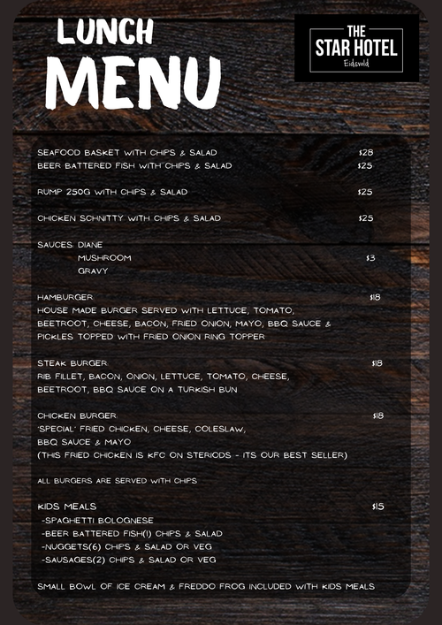 Menu — The Star Eidsvold