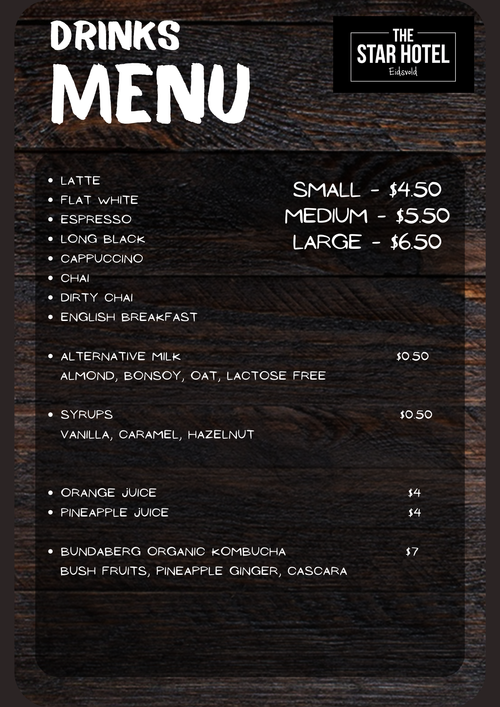 Menu — The Star Eidsvold