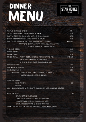 Menu — The Star Eidsvold